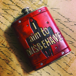 Hand Tooled Leather Firefly Flask: "i Aim to Misbehave" 8oz Hip Flask ...