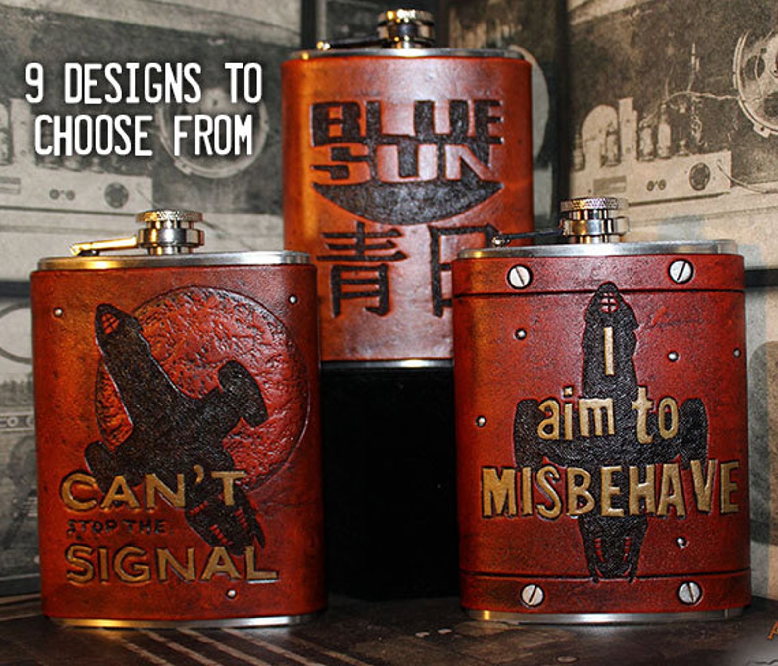 Hand Tooled Leather Firefly Flask: "i Aim to Misbehave" 8oz Hip Flask ...