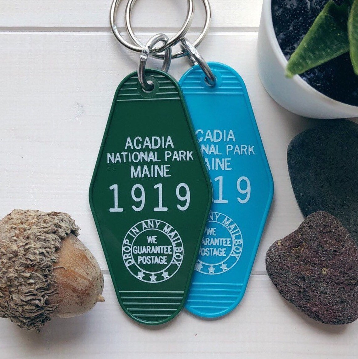 Acadia National Park Key Chain Vintage Inspired Hot Pressed Motel Hotel ...
