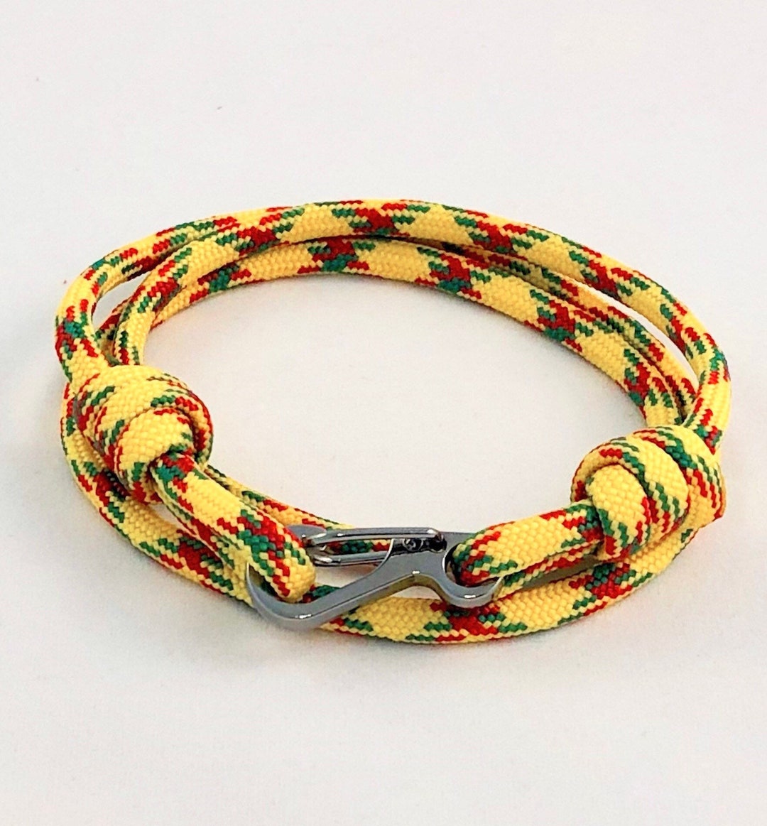 Yellowstone Climbing Rope Bracelet: Adjustable Paracord Carabiner Clasp ...