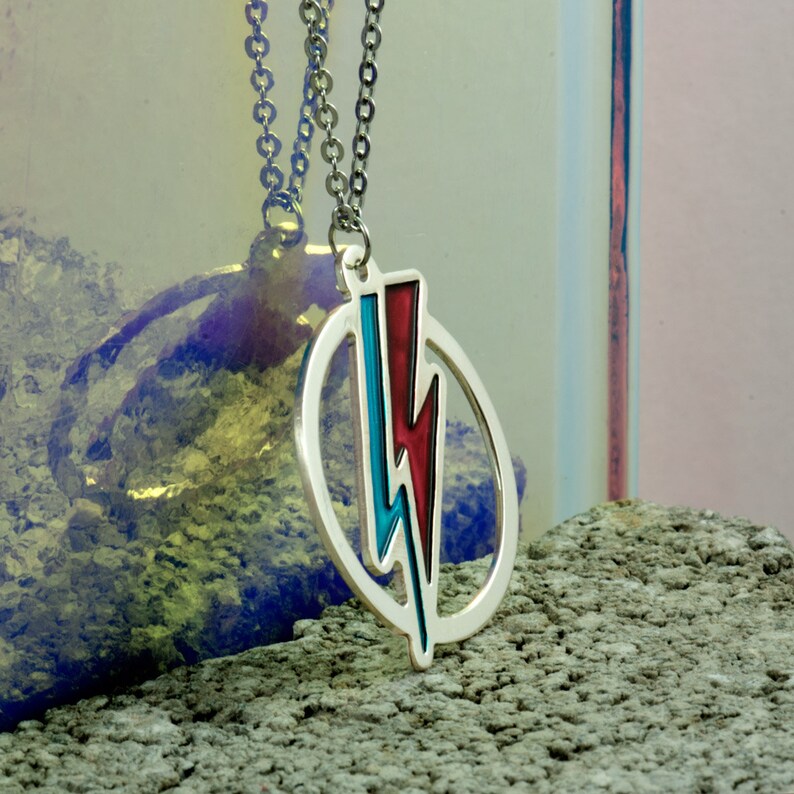 David Bowie Thunderbolt Necklace Medallion/lightning Bolt Necklace ...