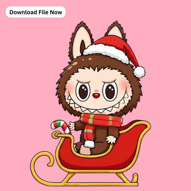 Christmas Labubu PNG Clipart Bundle: Kawaii Monster Xmas Stickers ...