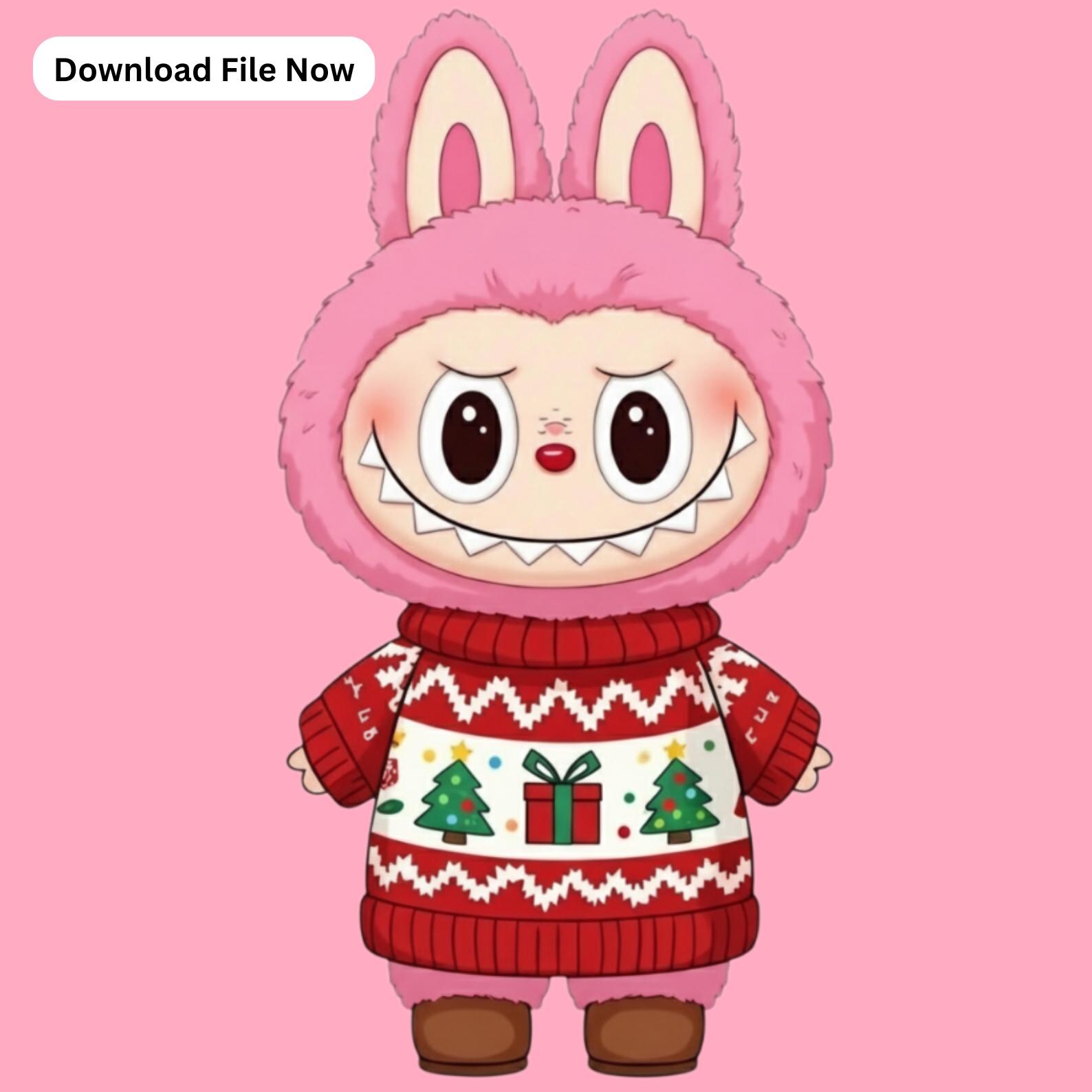 Christmas Labubu PNG Clipart Bundle: Kawaii Monster Xmas Stickers ...