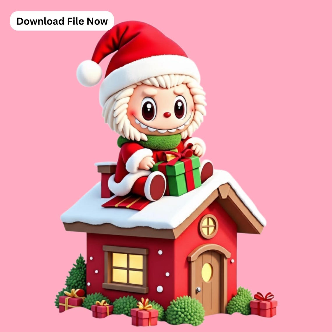 Christmas Labubu PNG Clipart Bundle: Kawaii Monster Xmas Stickers ...