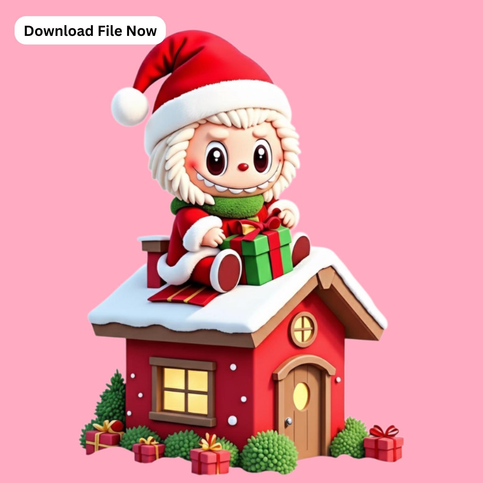 Christmas Labubu PNG Clipart Bundle: Kawaii Monster Xmas Stickers ...
