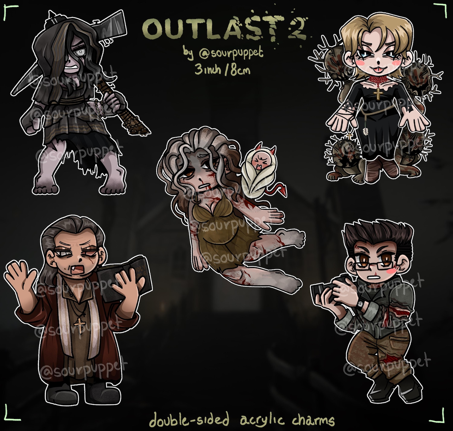 OUTLAST 2: 3inch/8cm Double-sided Acrylic Charms! - Etsy