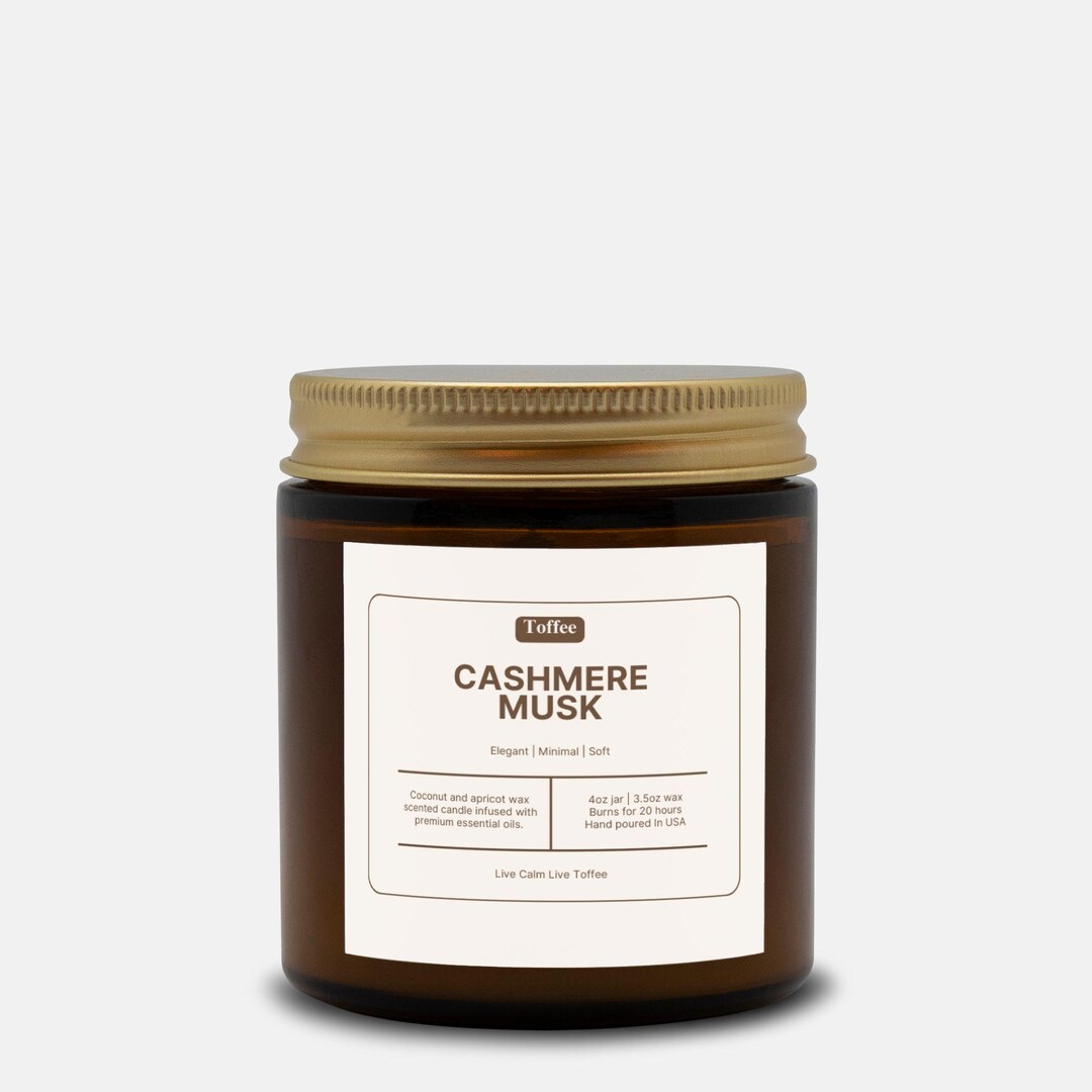 Cashmere Musk Candle: 4 Oz Frosted Glass Jar, Natural Soy Wax Home ...