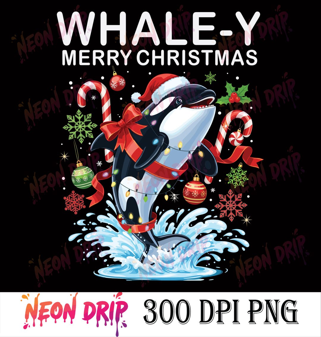 Whale-y Merry Christmas Orca PNG, Cute Christmas Orca Clipart, Winter ...