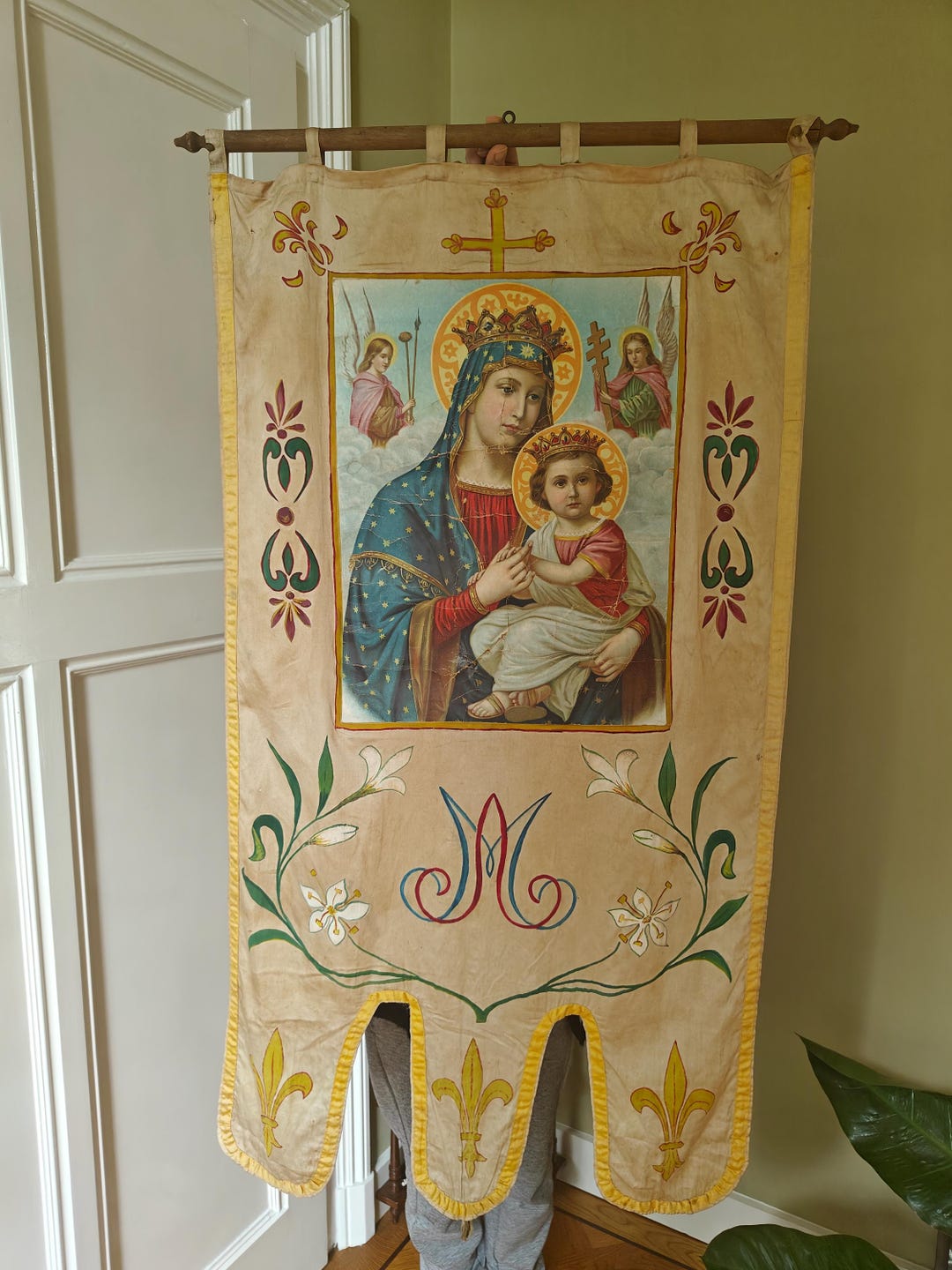 Antique Marian Banner: Catholic Processional Textile Art ...