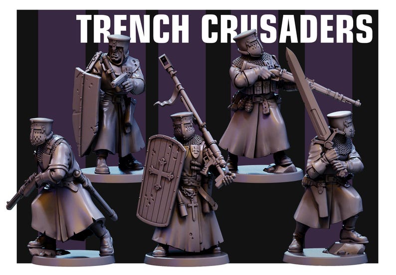 Crusaders - 5 Man Squad - Trench Compatible - Printed Miniatures - Etsy