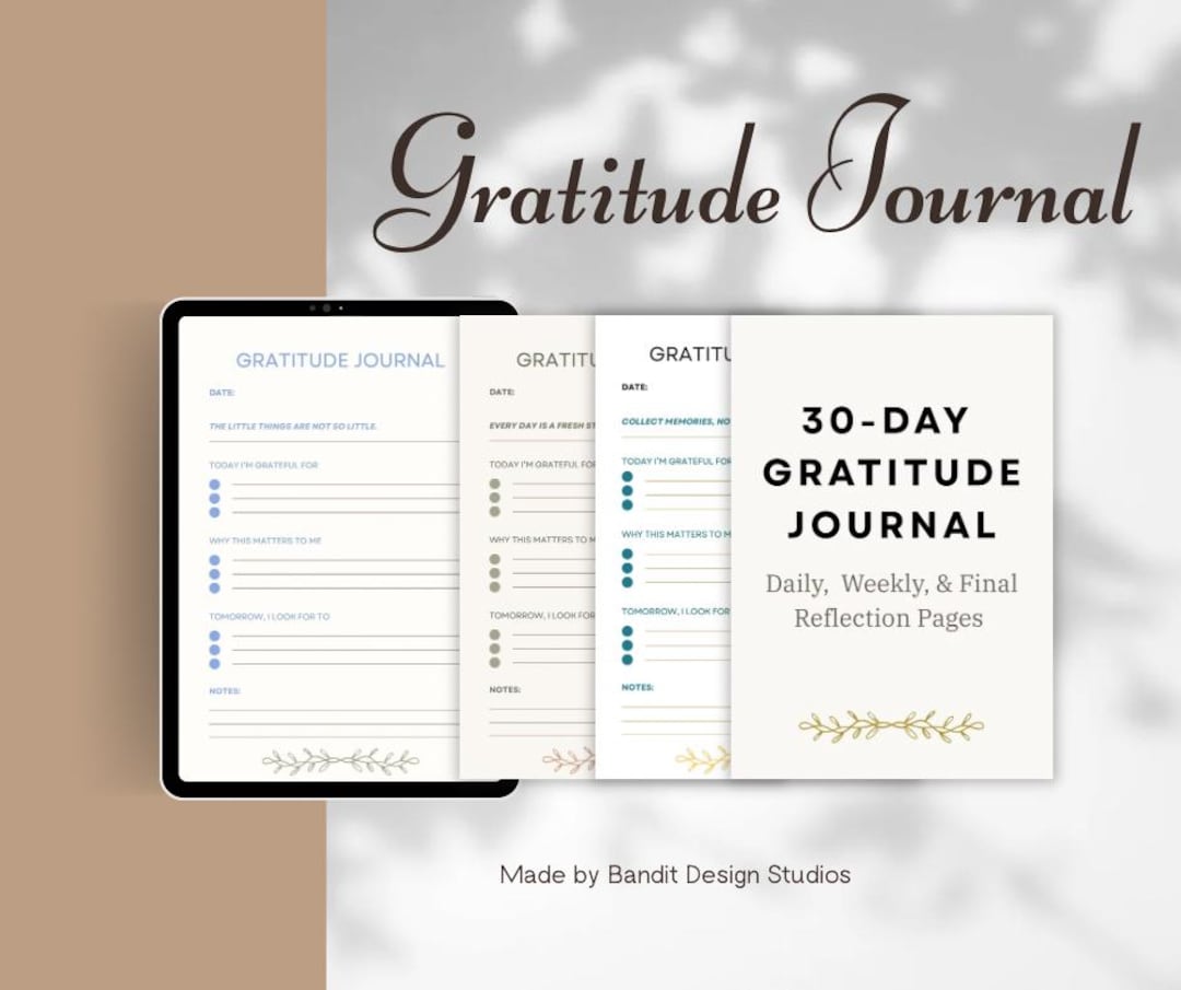 30-day Gratitude Journal – Printable Daily, Weekly & Final Reflection ...
