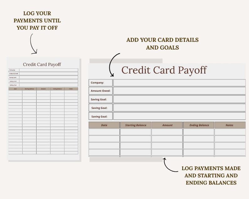 Credit Card Payoff Tracker: Printable Debt Worksheet (digital Download ...