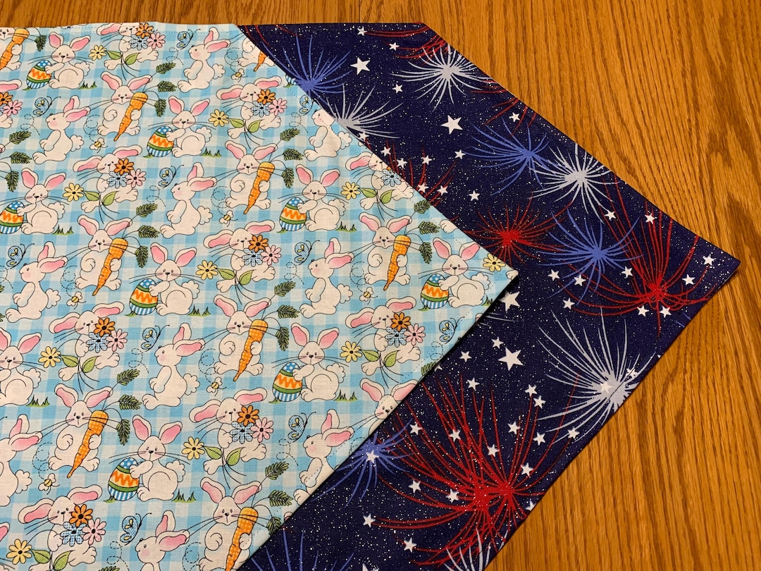 Reversible Easter Table Runner, Patriotic Candle Mat, 14 X 41 Inch ...