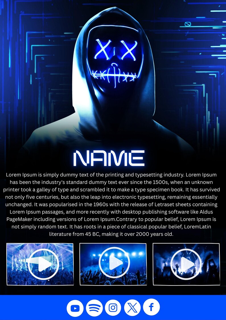 DJ Musician EPK Canva Template: 3-page Electronic Press Kit (digital ...