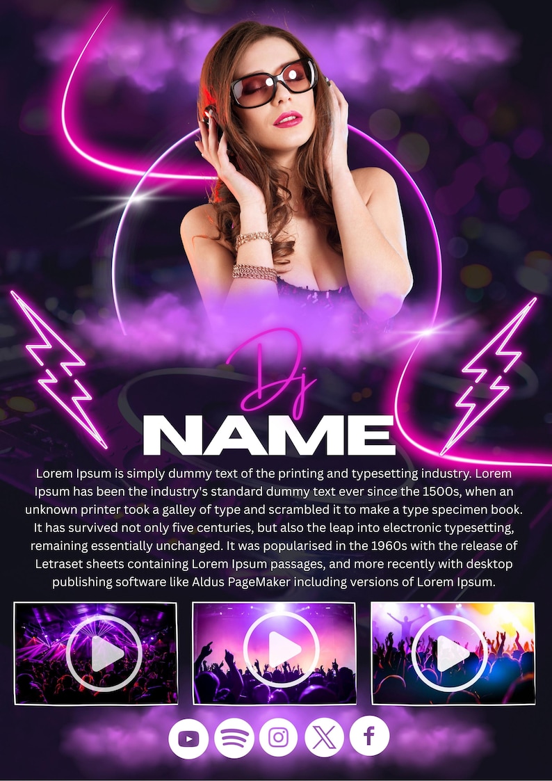 DJ Musician EPK Canva Template: 3-page Electronic Press Kit (digital ...