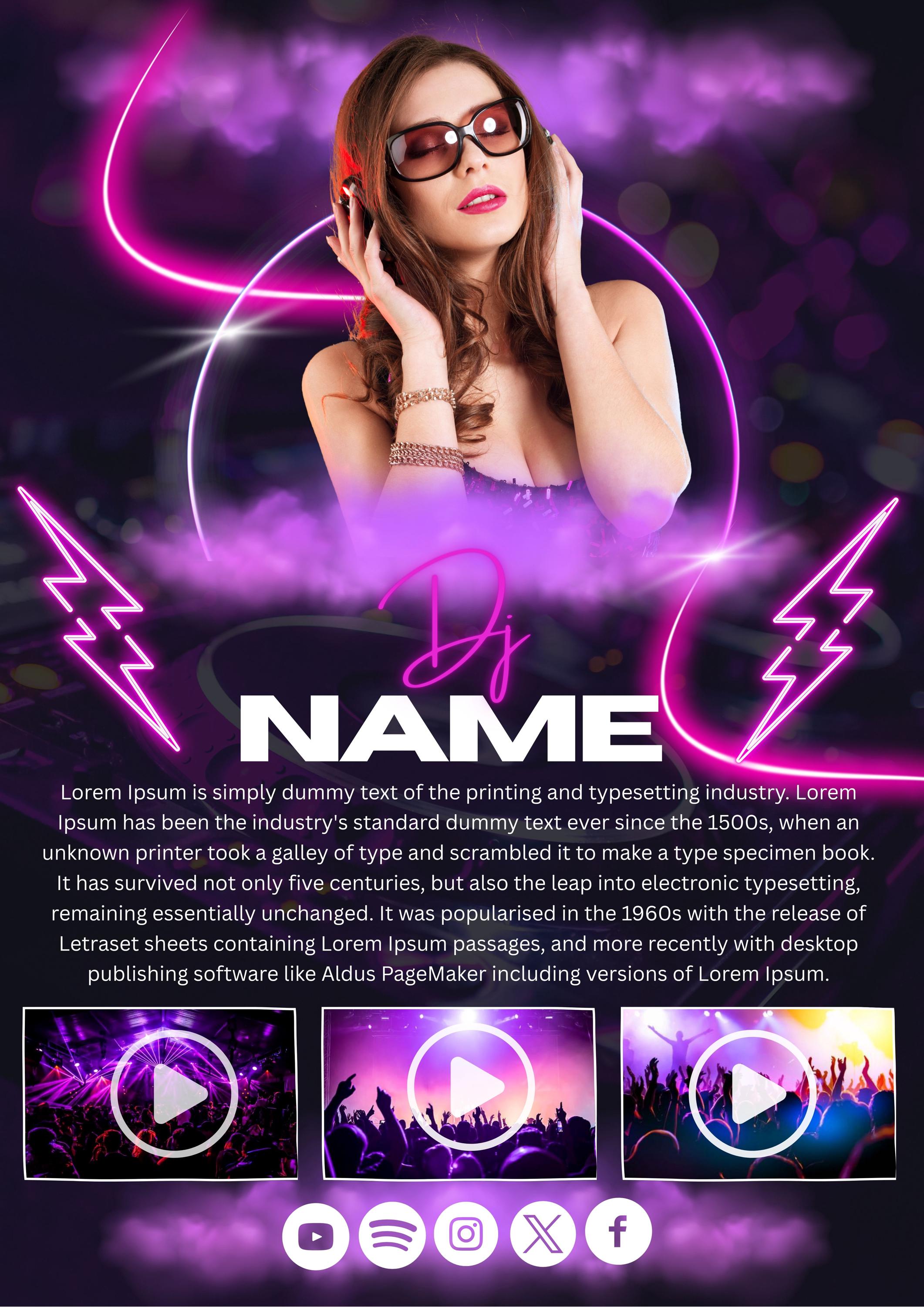DJ Musician EPK Canva Template: 3-page Electronic Press Kit (digital ...