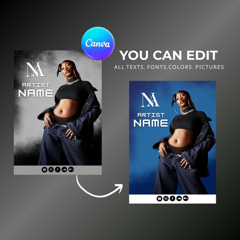 Editable Musician EPK Template: DJ, Artist, Influencer Media Kit (canva ...