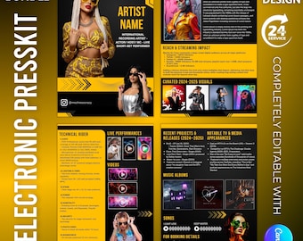 Editable DJ Musician EPK Template: Canva Electronic Press Kit (4 Page ...