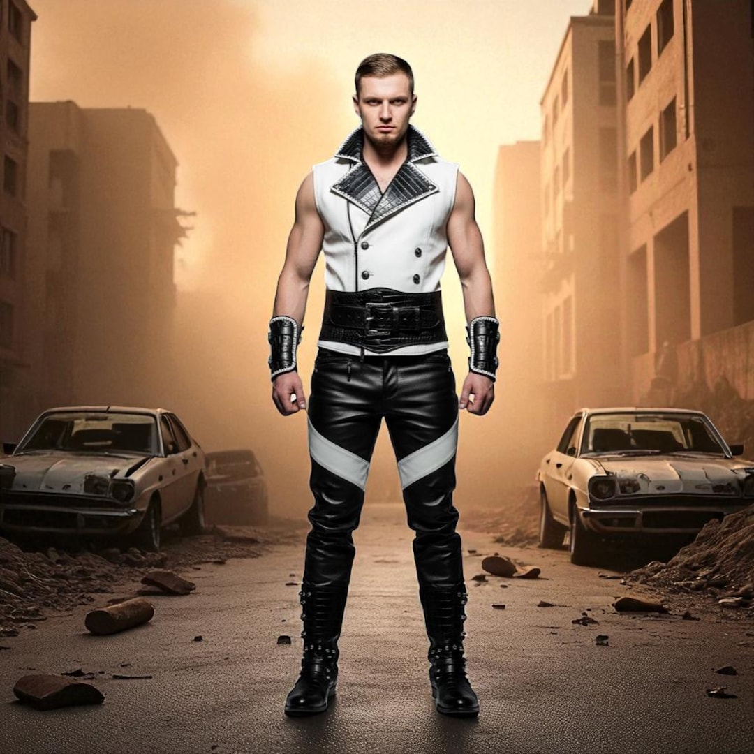 Handmade Leather Biker Outfit: Gothic Steampunk Cosplay Vest and Pants ...