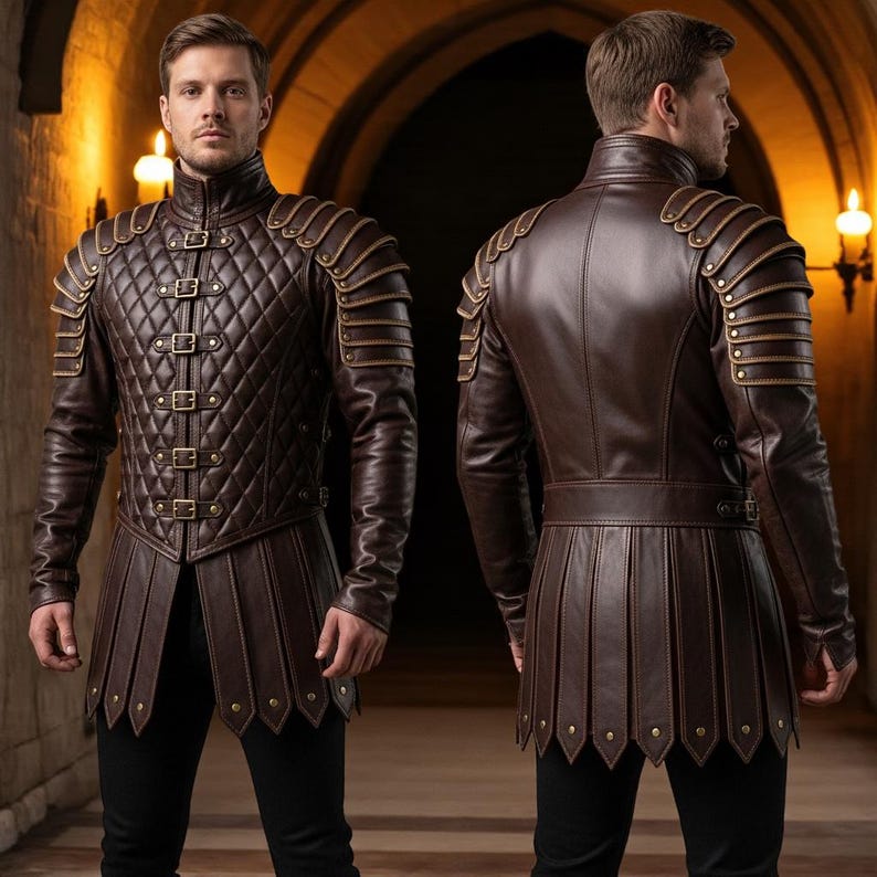 Handmade Brown Leather Medieval Armor Coat: Renaissance LARP Cosplay - Etsy