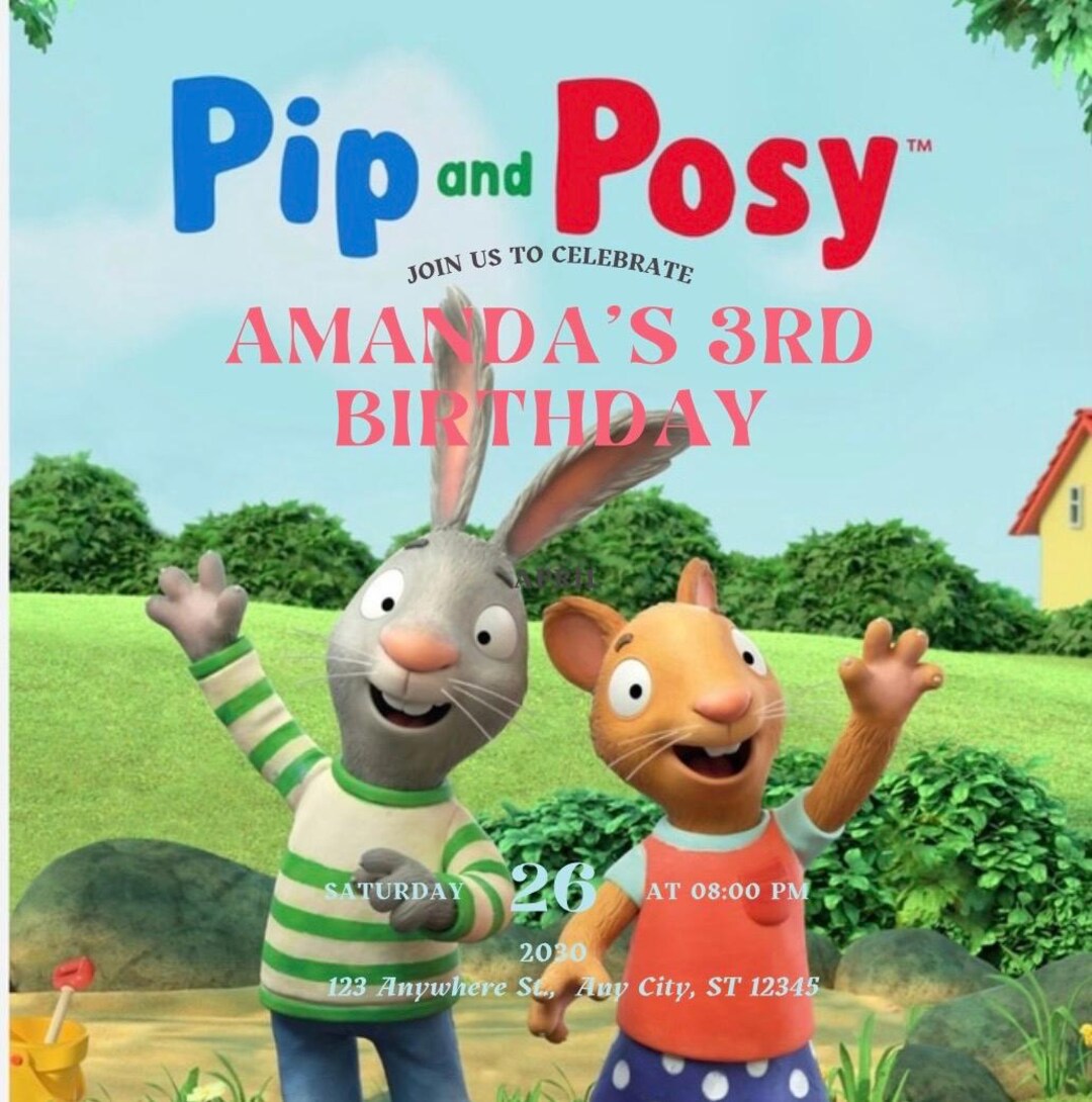 Pip & Posy Party Invite Template - Etsy