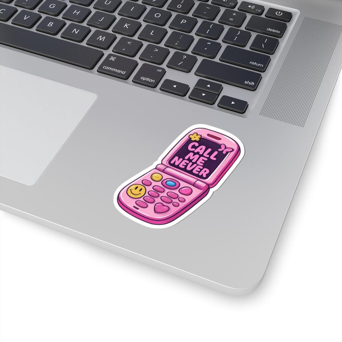 Retro Pink Flip Phone Kiss-cut Stickers | Cute Laptop Decals, Unique ...
