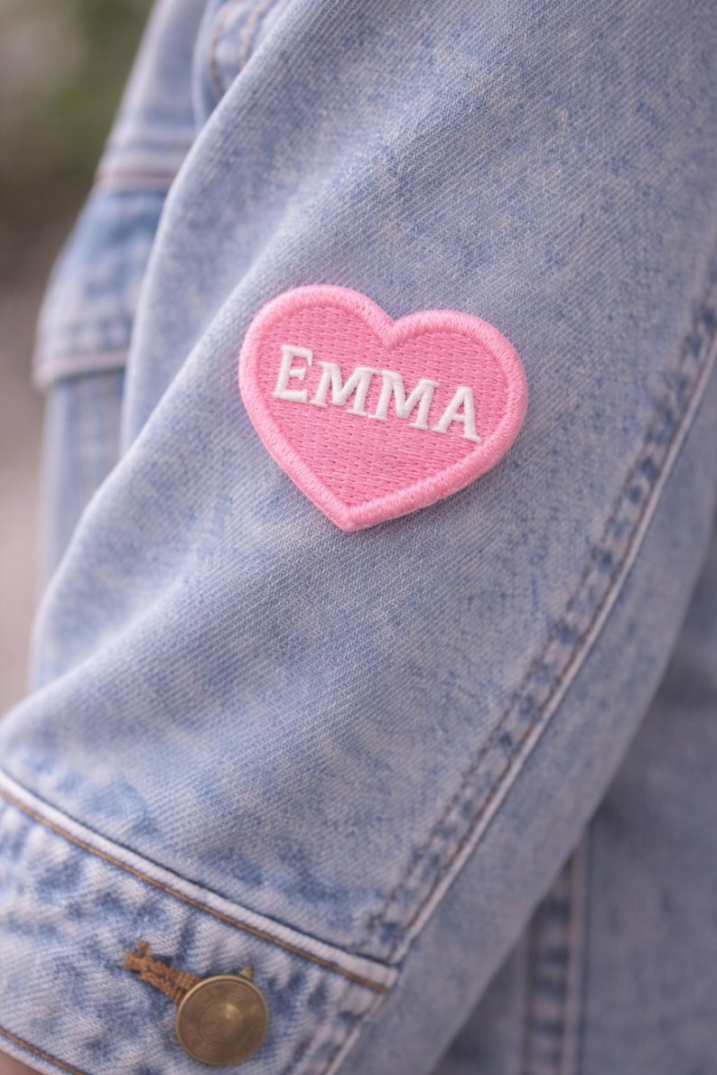 Heart Name Iron on Patch – Personalised Letter Embroidery (8cm) - Etsy UK