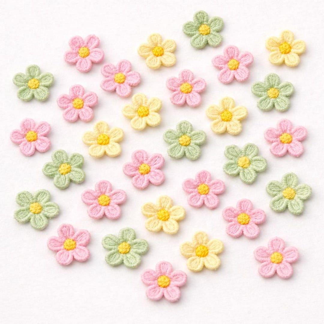 Set of 10 Mini Flower Patches, Pastel Embroidered Floral Patches, DIY ...