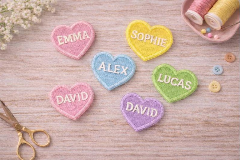Heart Name Iron on Patch – Personalised Letter Embroidery (8cm) - Etsy UK