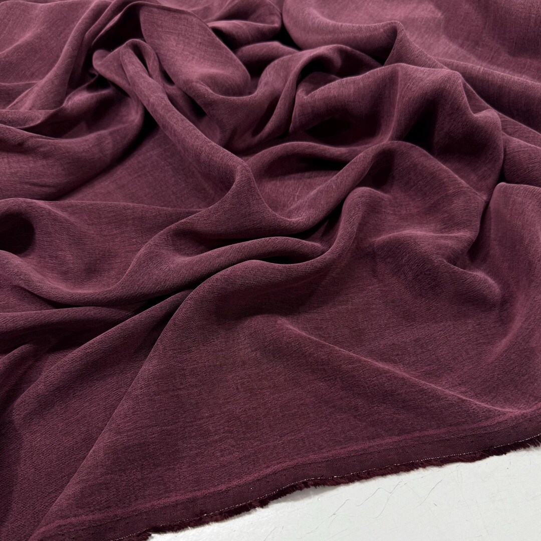 Burgundy Stonewashed Cupro-feel Lyocell Viscose Luxury Fabric–drapey ...