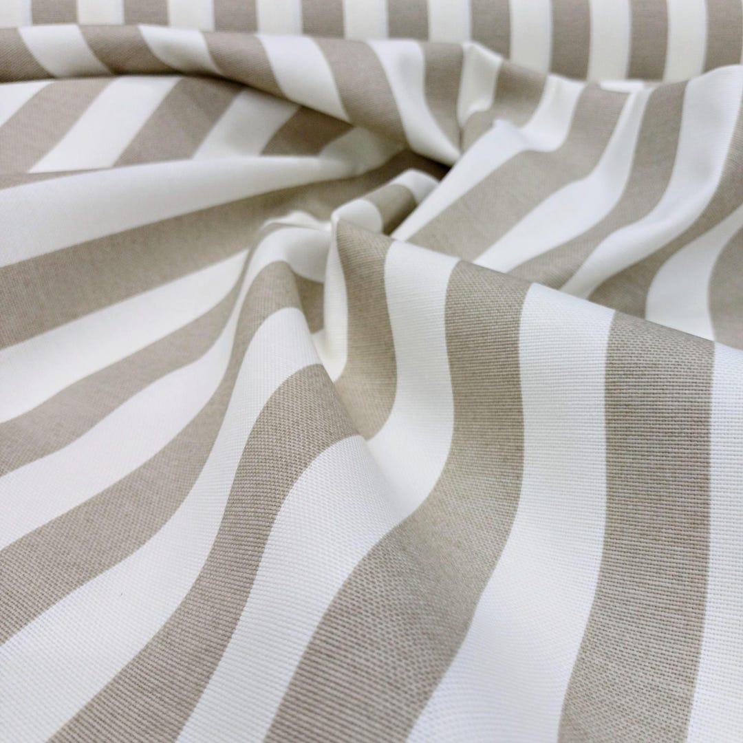 Striped Beige & White Cotton Duck Canvas Fabric for Tablecloths-diy ...