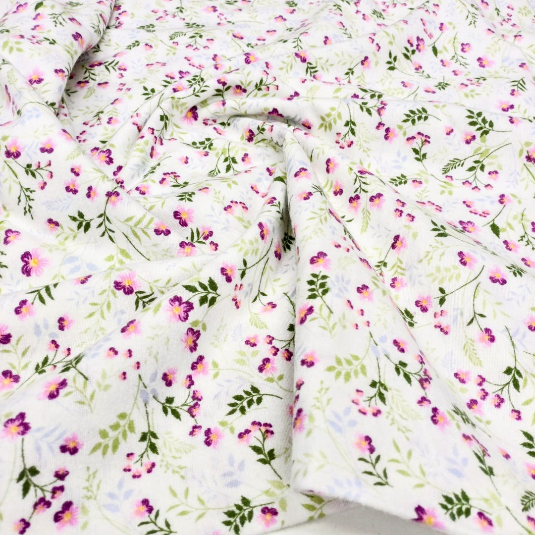 Purple Floral Cotton Flannel Fabric: Ideal for Baby-children,home ...