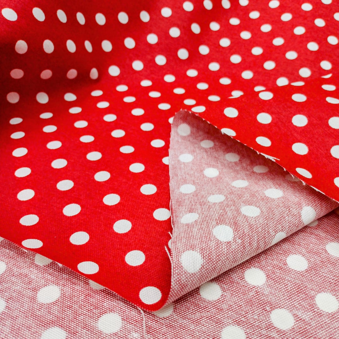 Red Polka Dot Cotton Duck Canvas Fabric for Tablecloths-diy Crafts(180 ...
