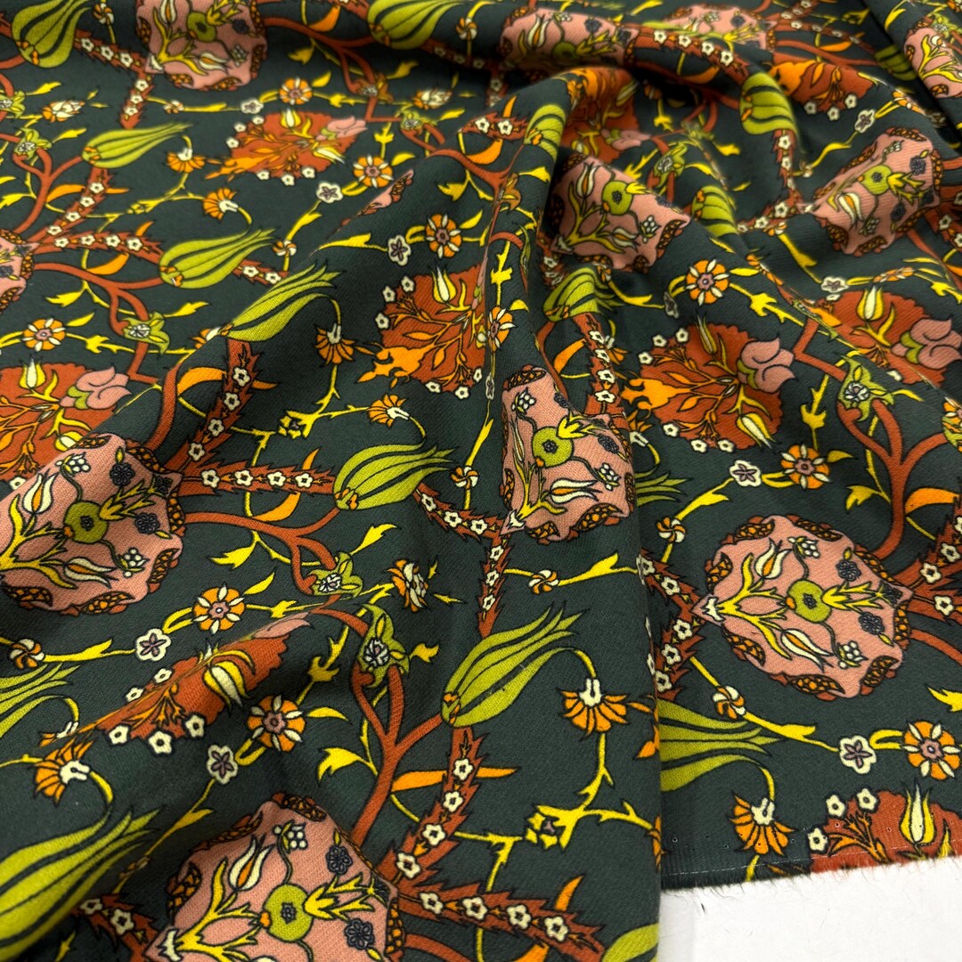 Ethnic Floral Motif 100% Cotton Flannel Green Fabric for Dress-daily ...