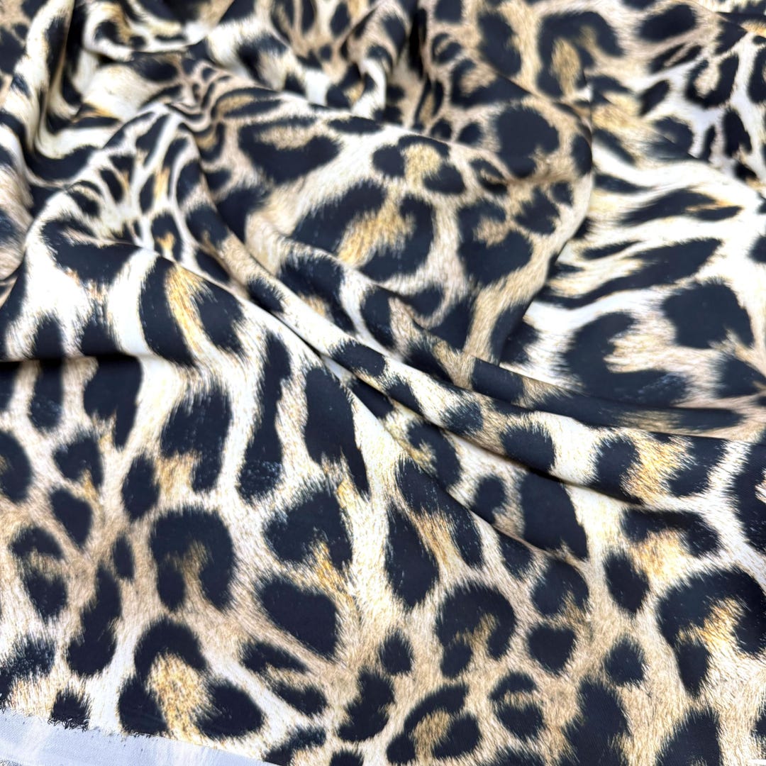 Leopard Print Italian Crepe Soft Fabric for Clothing, Blouses, Skirts ...