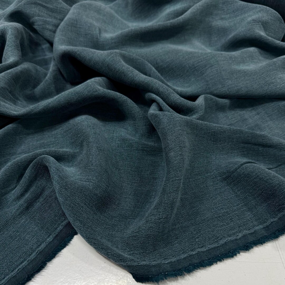 Petrol Green Stonewashed Cupro-feel Lyocell Viscose Luxury Fabric ...