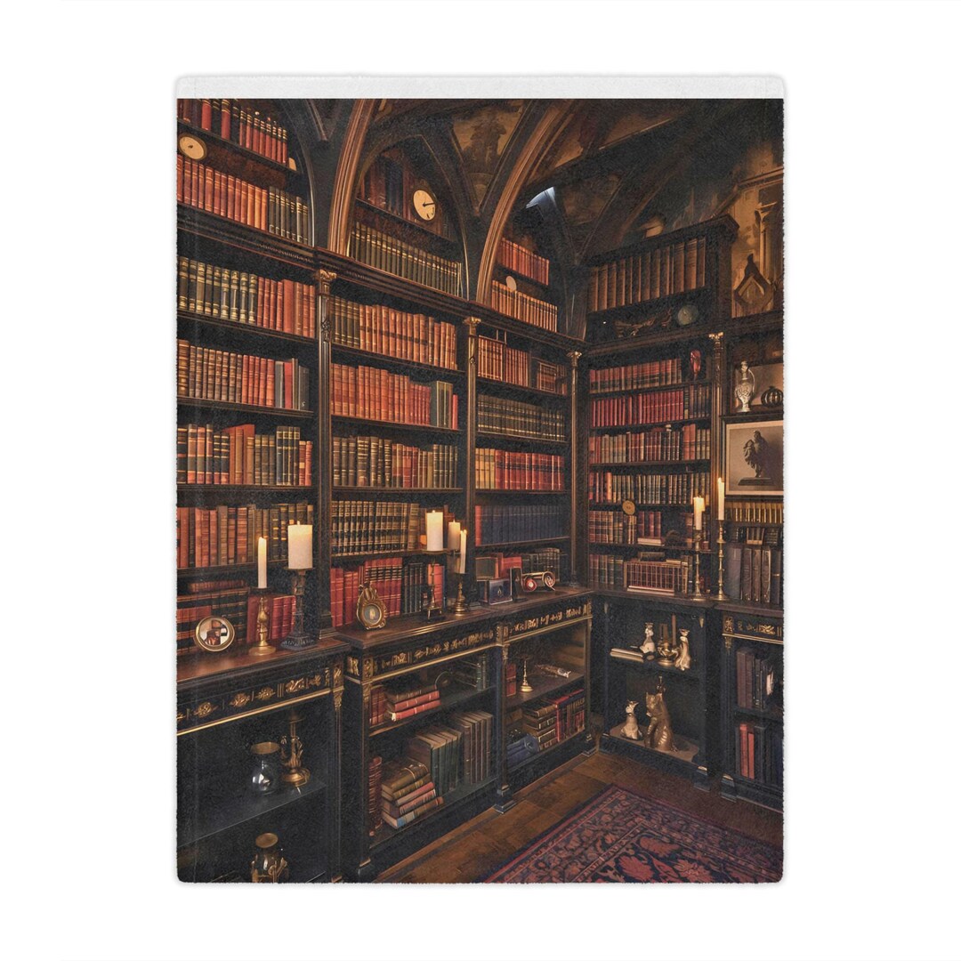 Candlelit Victorian Library Blanket Dark Academia Gothic Throw, Antique ...