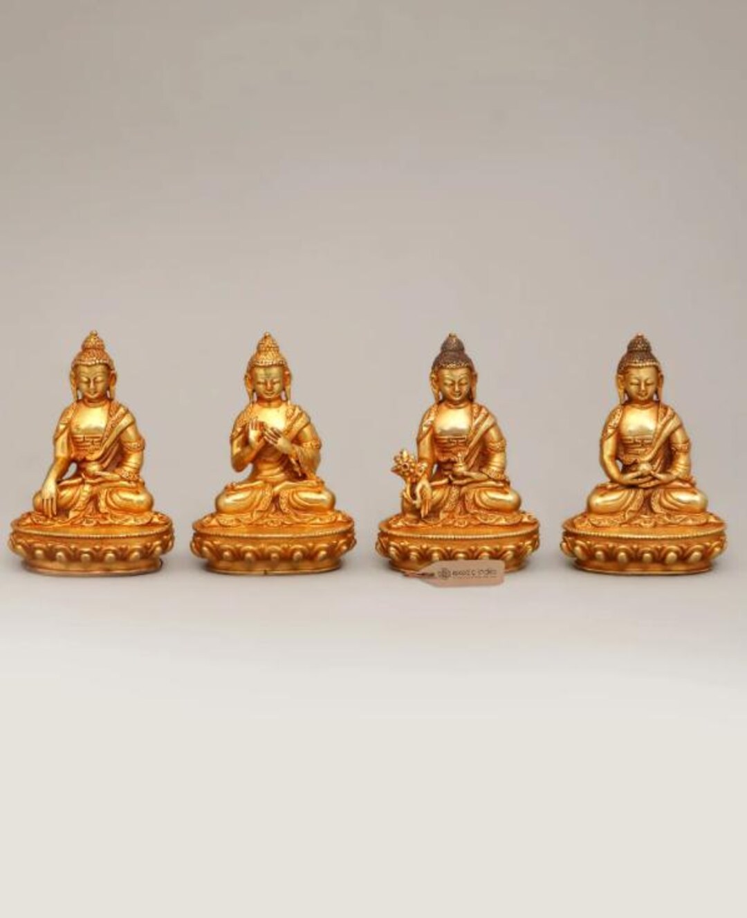 Rare and Antique Small Set Four Buddha in Different Mudras Copper ...