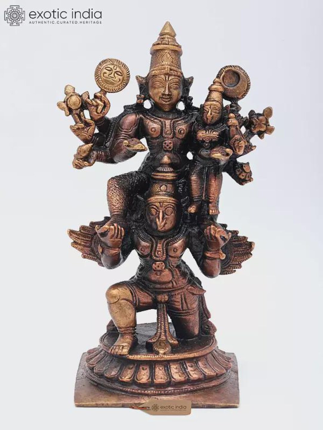 Vishnu Lakshmi Seated on Garuda Copper Statue India - Etsy