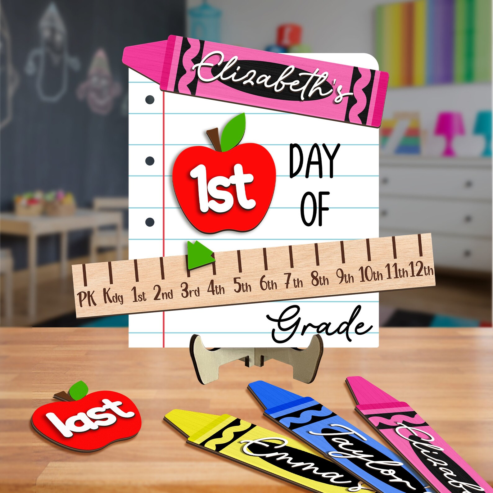 Custom Interchangeable Back to School Sign for Students, First Day of ...