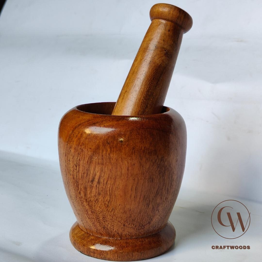 Handmade Rosewood Mortar and Pestle. Wooden Khalbatta, Spice Grinder ...