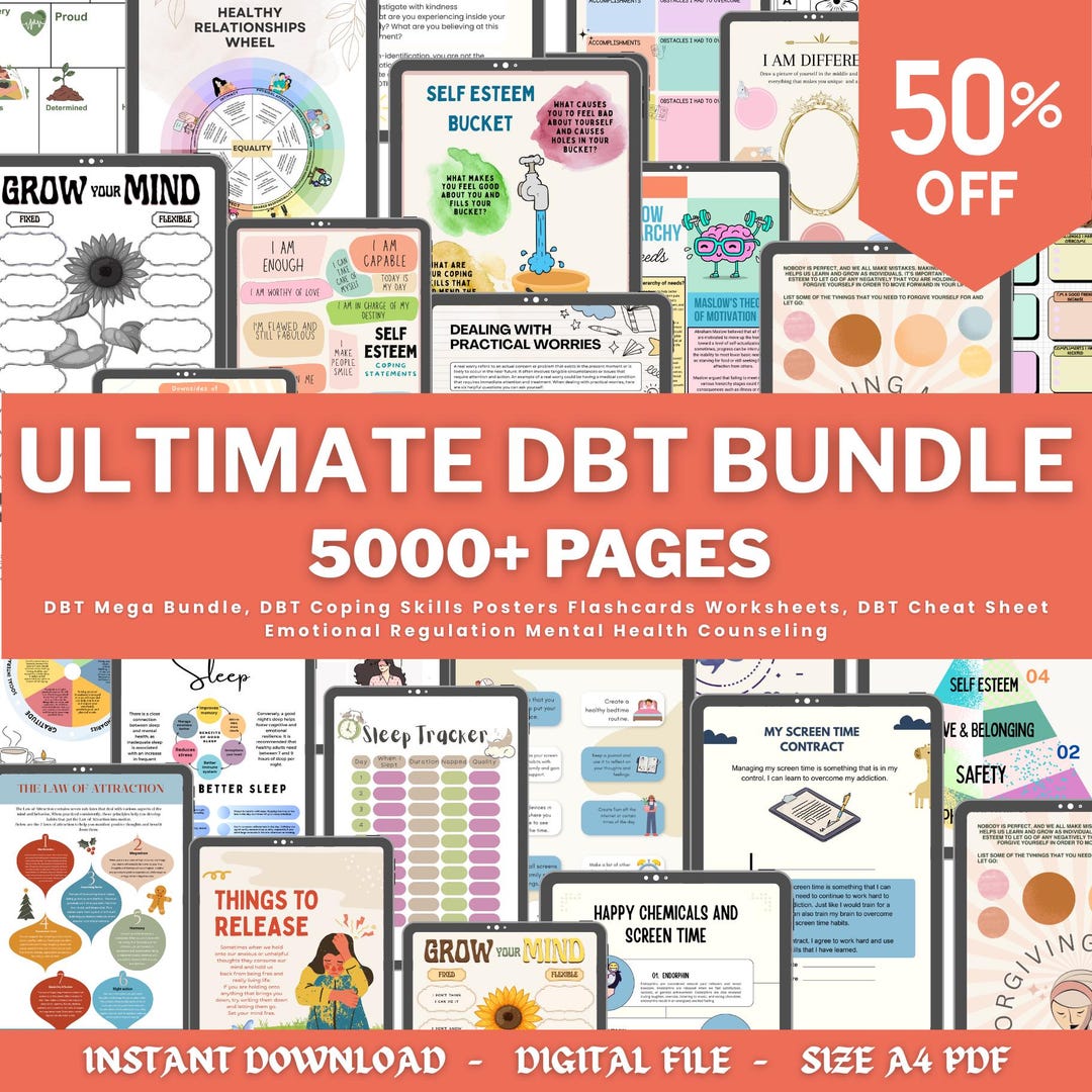 DBT Mega Bundle, DBT Coping Skills Posters Flashcards Worksheets, DBT ...