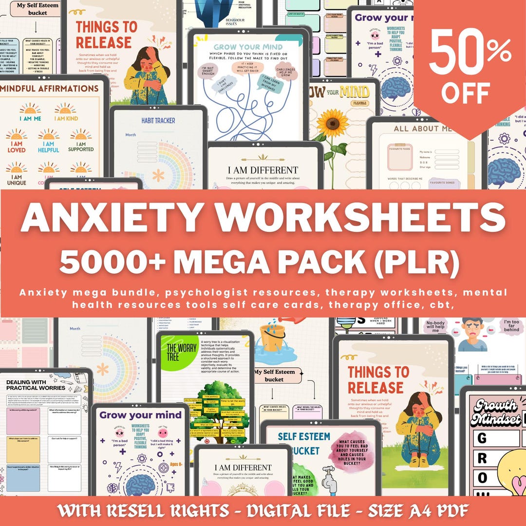 Anxiety Worksheets, Therapy Office Resources, Anxiety Bundle, Social ...