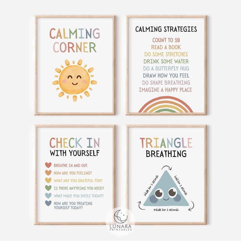 12 Calm Down Corner Posters, SEL, Calming Strategies, Playroom Wall ...