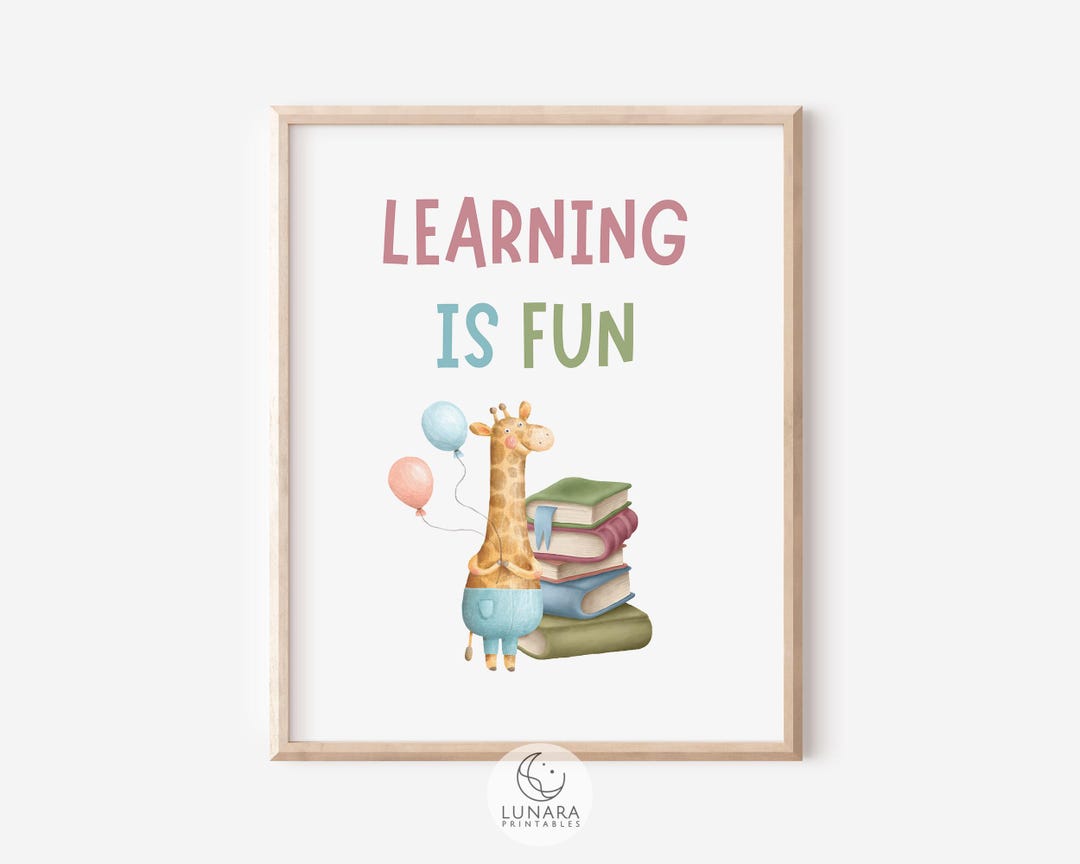 Learning is Fun, Educational Poster, Playroom Wall Art, Toddler ...