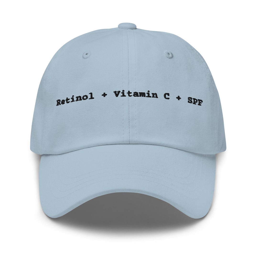 Retinol Vitamin C SPF Hat, Skincare Routine Embroidered Dad Cap, Sun ...