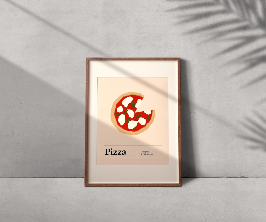 Pizza Digital Art Print – “triangles of Happiness” Funny Quote ...