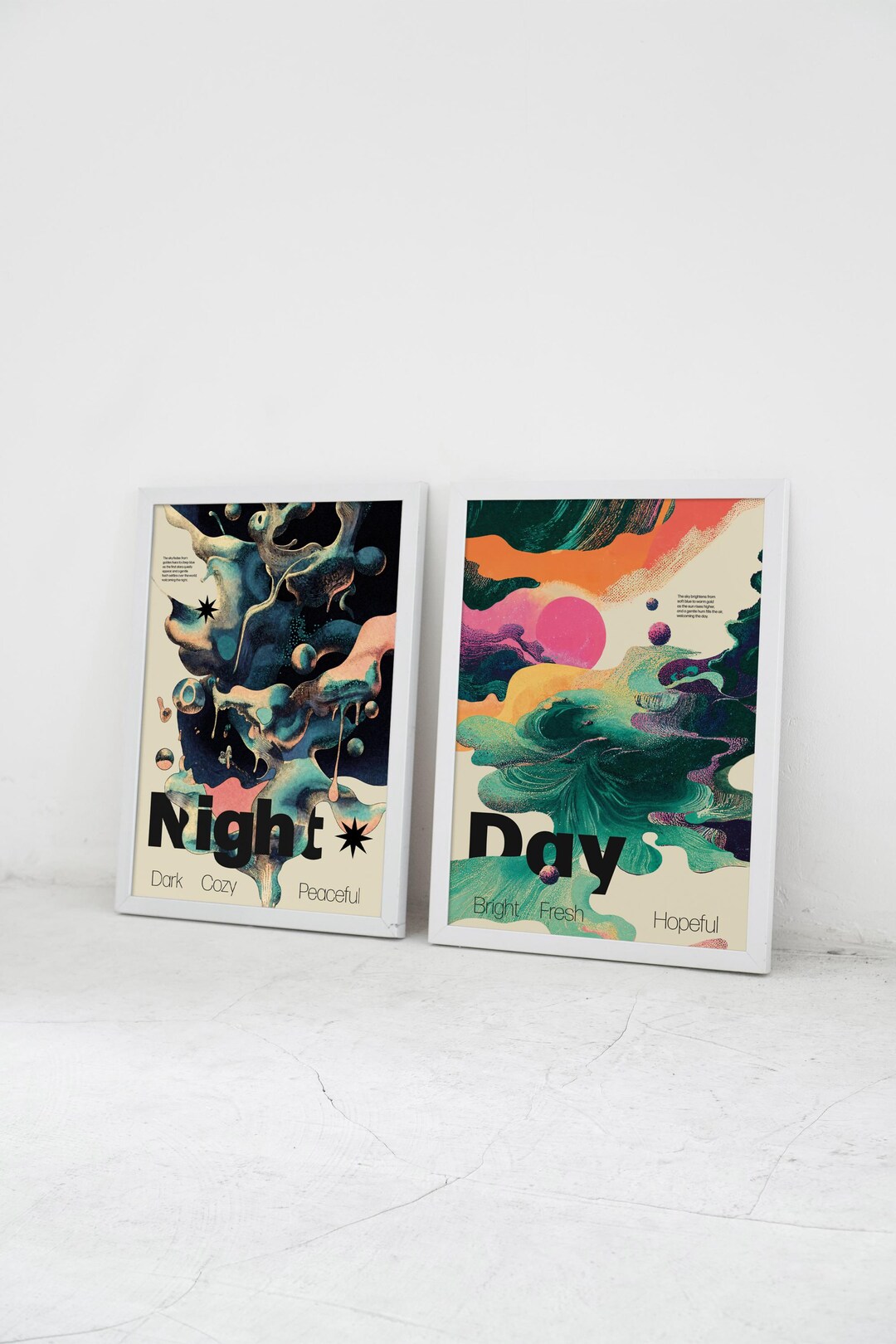 Day & Night Poster Set – 2 Printable Art Prints, Digital Product ...