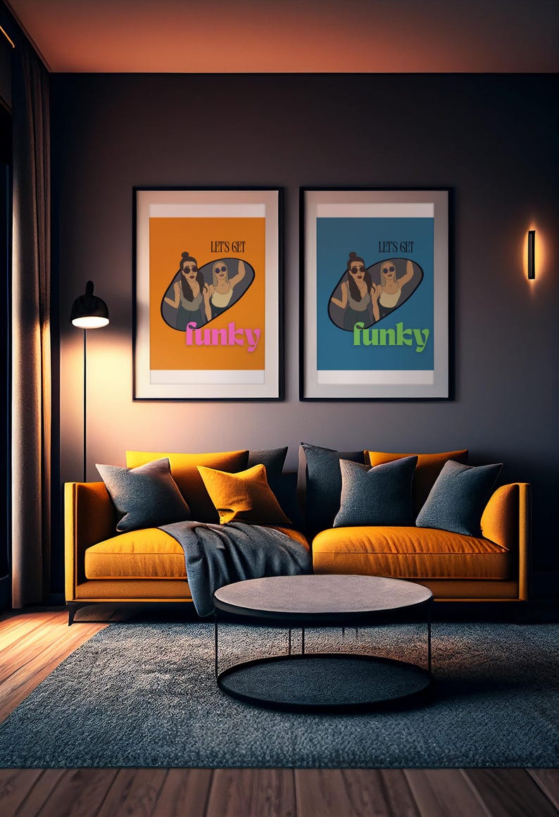 Let’s Get Funky Poster – Retro Wall Art Set – 8 Digital Prints in 4 ...