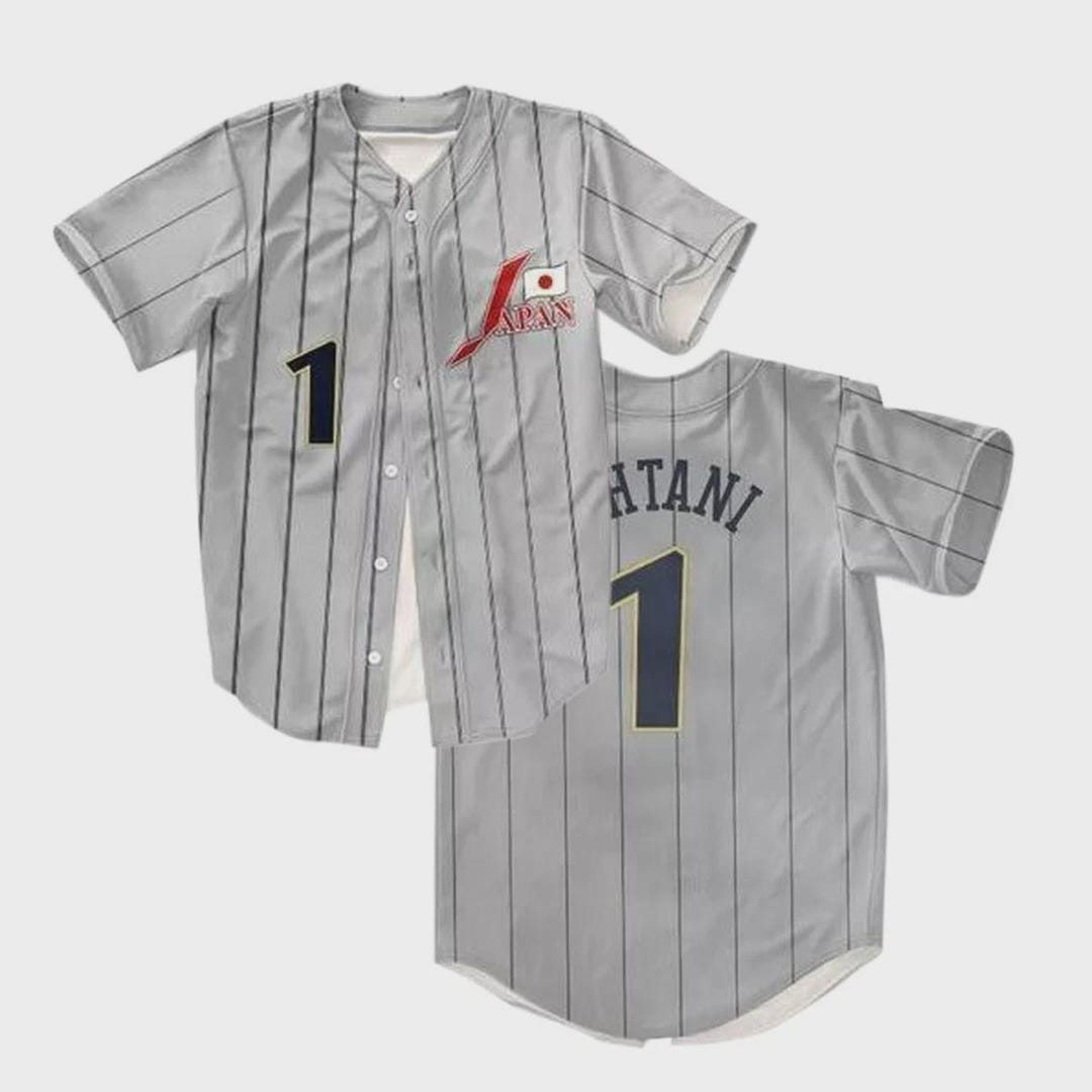 Samurai Japan Baseball Jersey #1 – White and Gray Throwback Style for ...